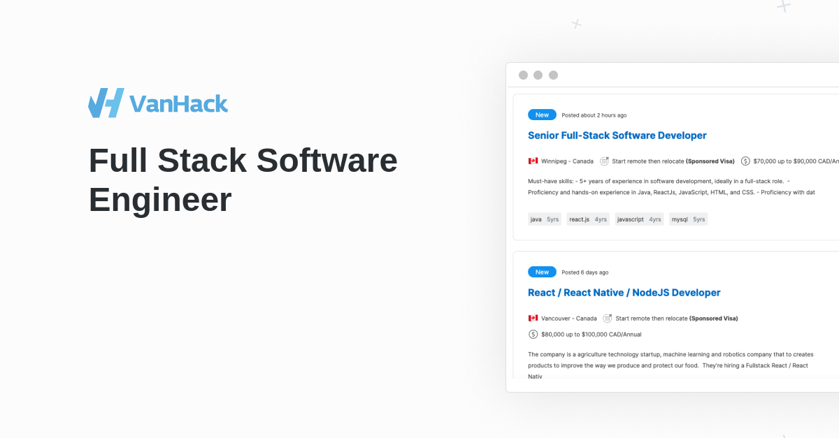 Full Stack Software Engineer Vanhack